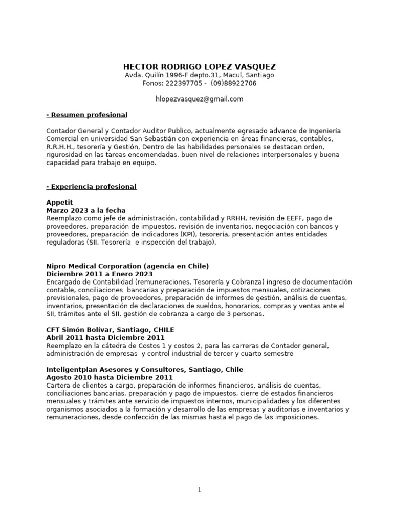 CV Hector Lopez | PDF | Contador | Contabilidad