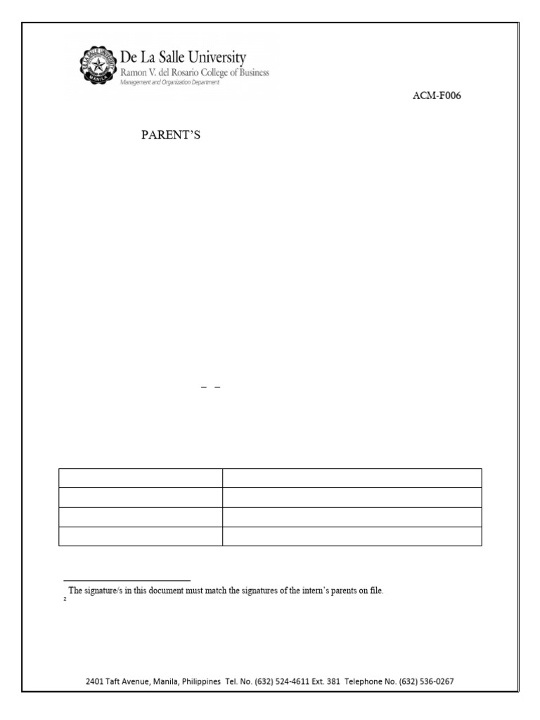Acm f006 Parent Clearance Waiver | PDF