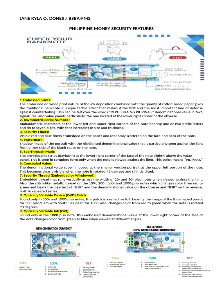 Philippine Banknote Security Features | PDF