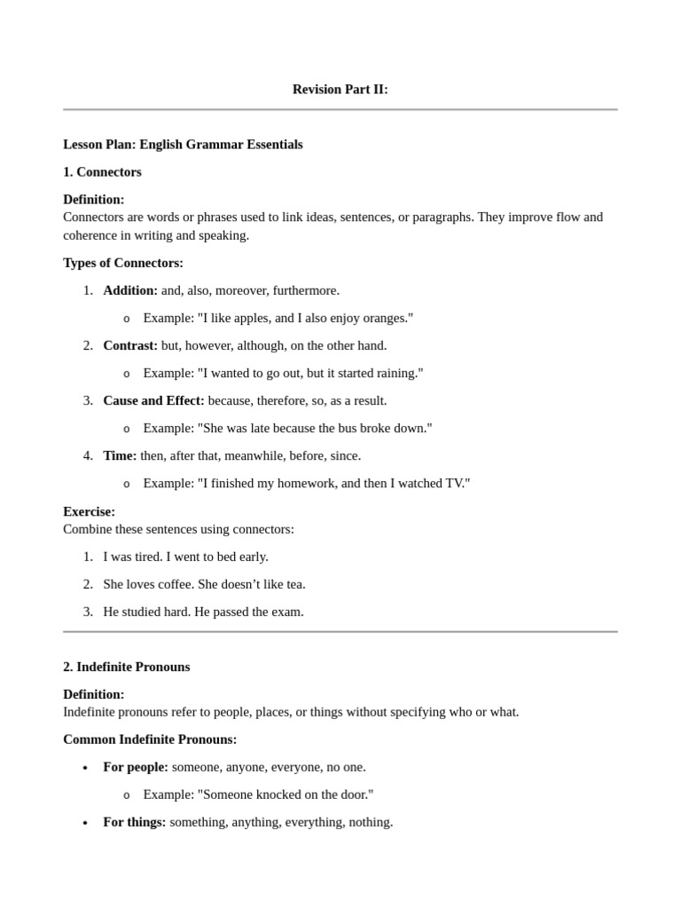 Revision Part II | PDF | Noun | Pronoun