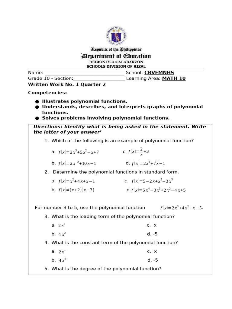 G10 Q2 WW1-to-4 PT1-to-3 Math | PDF | Circle | Angle