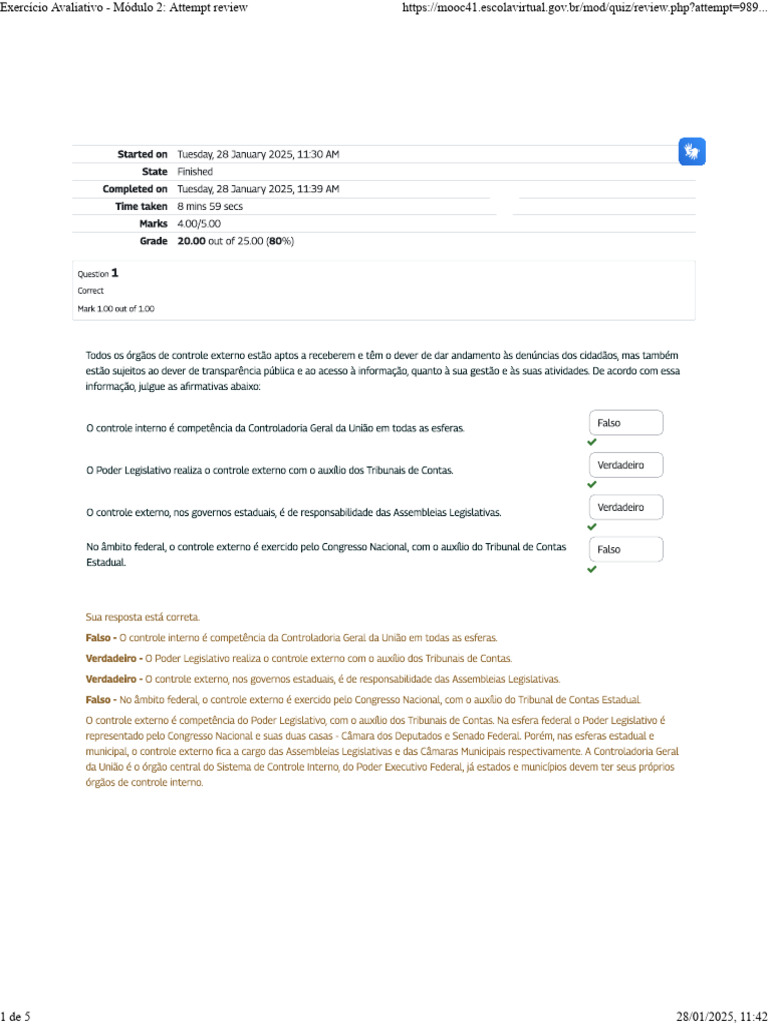 Exercício Avaliativo - Módulo 2 - Controle Social | PDF