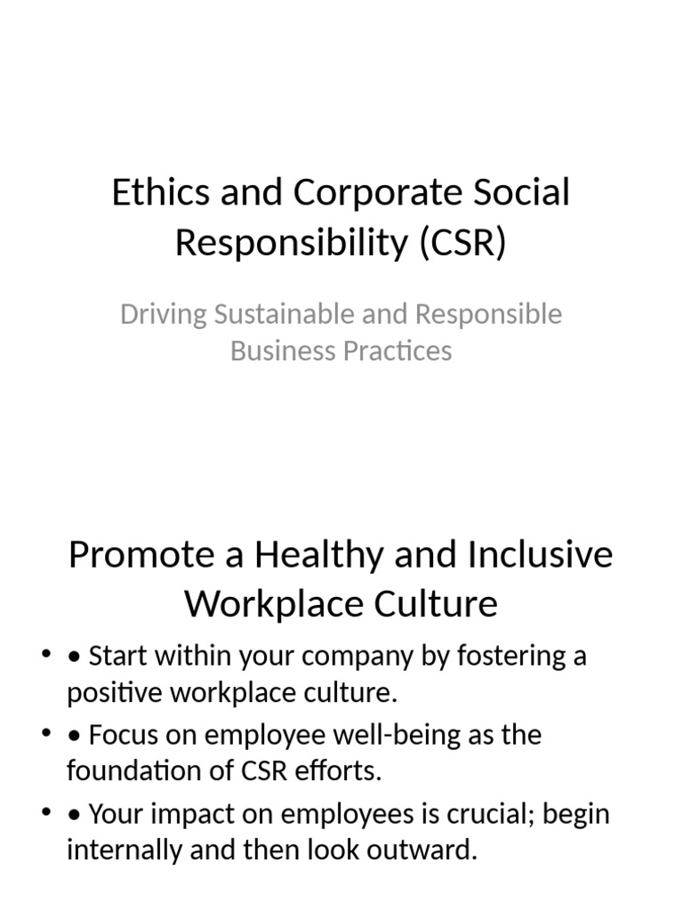 Ethics and CSR Presentation Final | PDF
