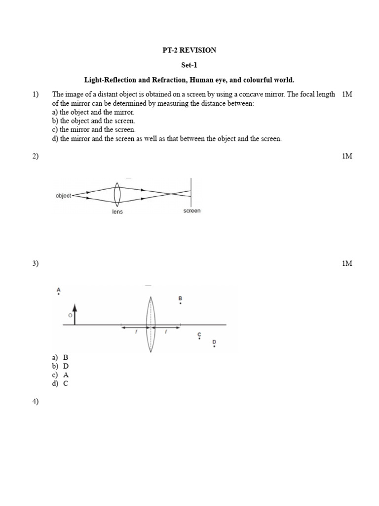 Revision Worksheet-Grade 10-Set 1 | PDF | Optics | Refraction