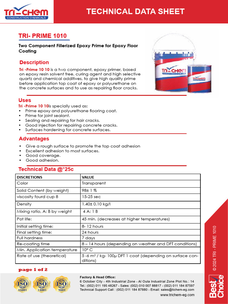 TRI-PRIME 1010 | PDF | Epoxy | Concrete