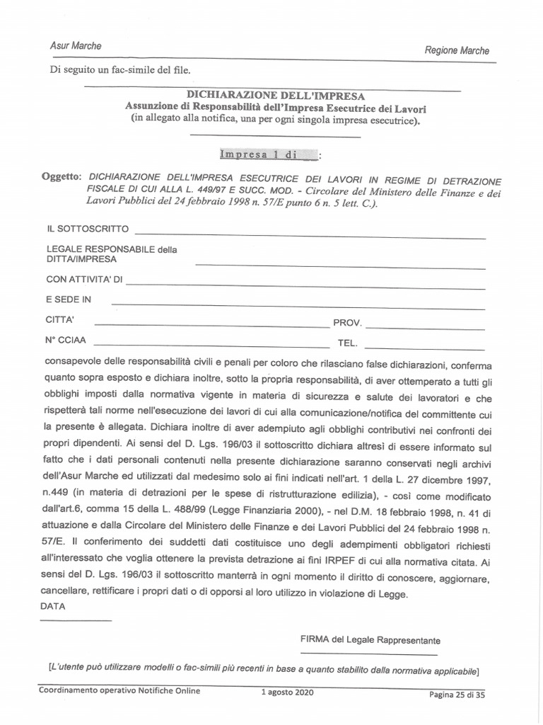 Dichiarazione Impresa | PDF