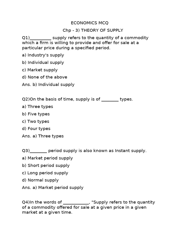 THEORY OF SUPPLY | PDF | Supply (Economics) | Economics