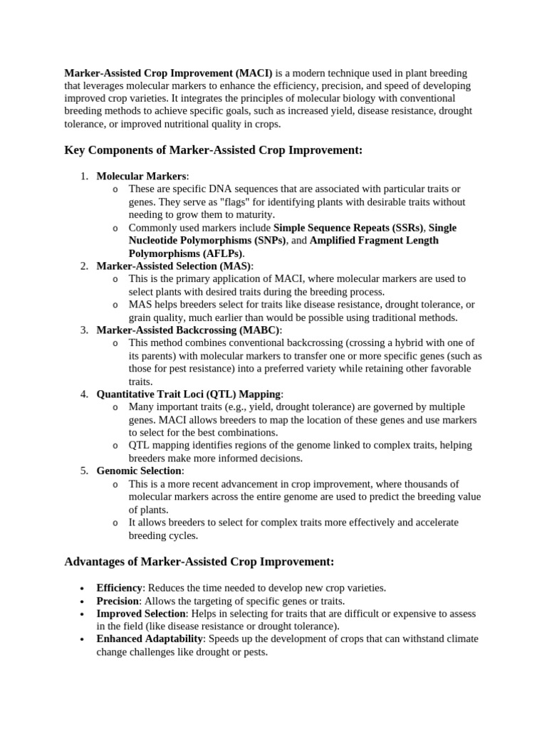 Back Up Marker Asisted Crop Improvement | PDF | Plant Breeding ...