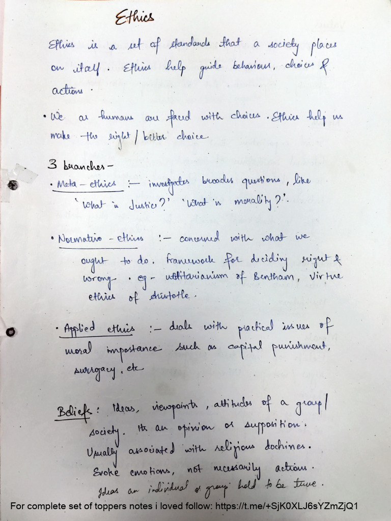 Muskan Dagar's UPSC Ethics Notes | PDF