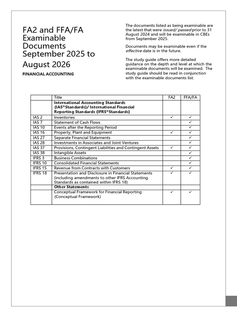 FA2 & FFA S25-A26 Examinable Docs | PDF | International Financial ...