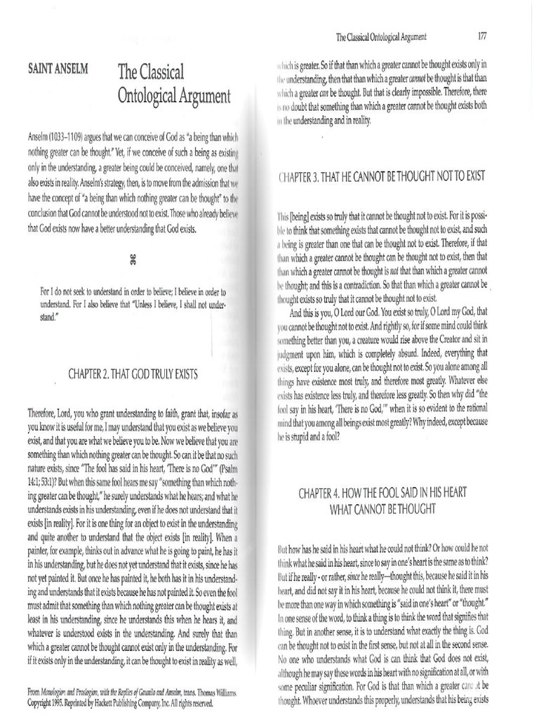 Ontological Argument - Gaunilo | PDF