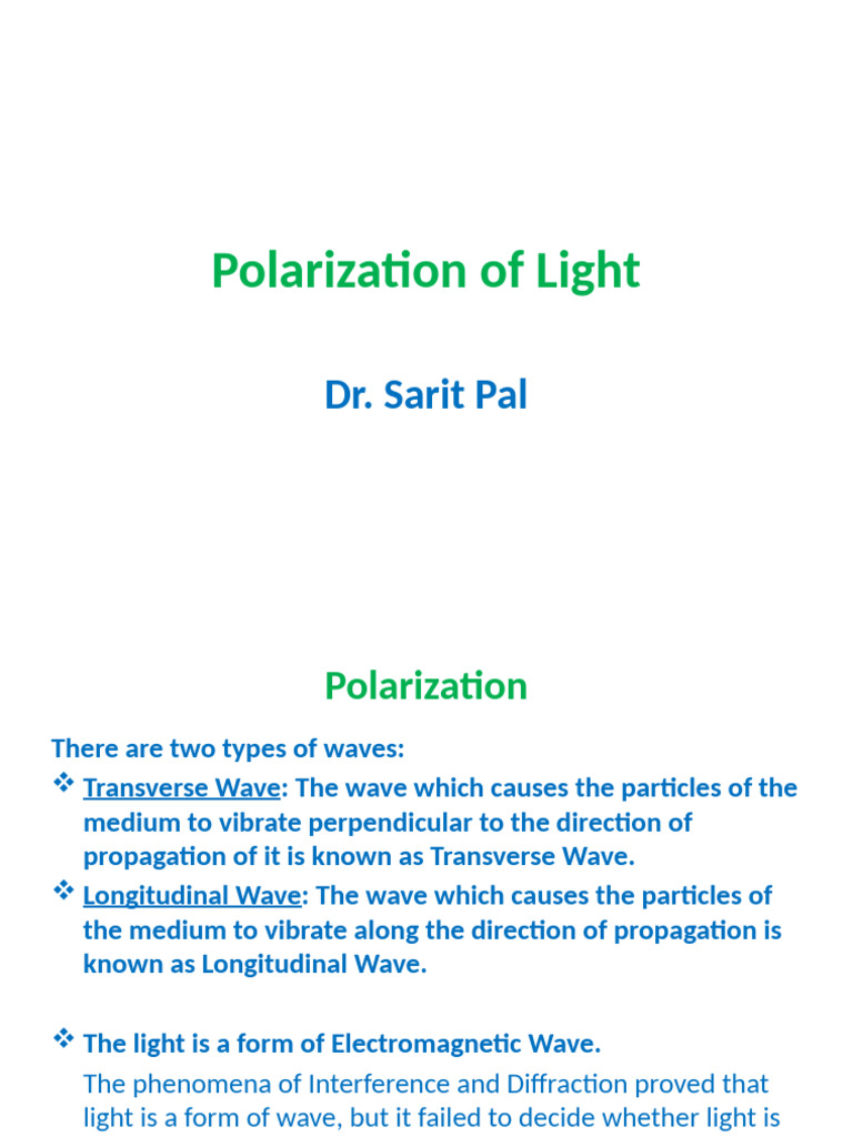 Polarization of Light | PDF | Polarization (Waves) | Waves