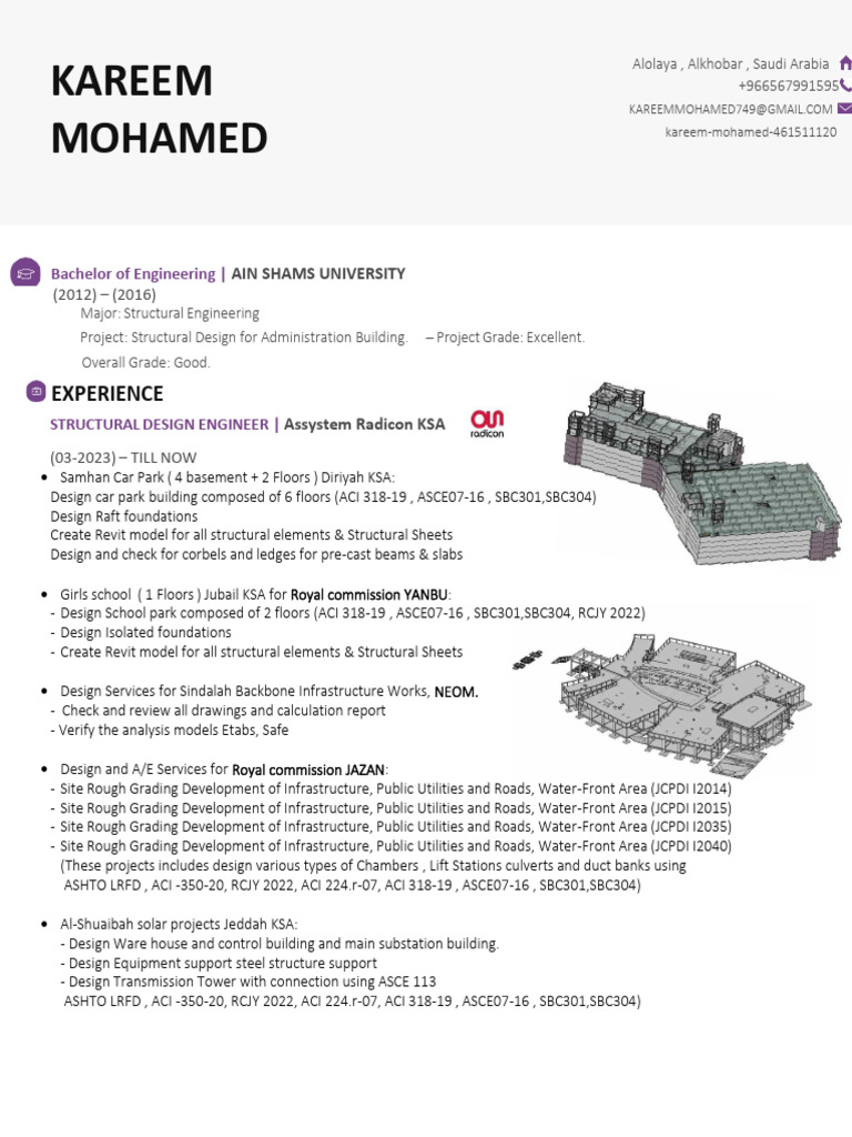 Kareem Mohamed Senior Structural Engineer - CV | PDF | Civil Engineering