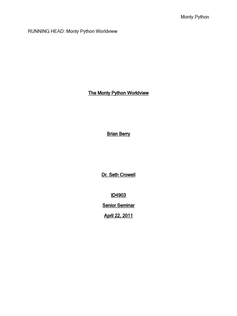 The Monty Python Worldview | PDF | Monty Python