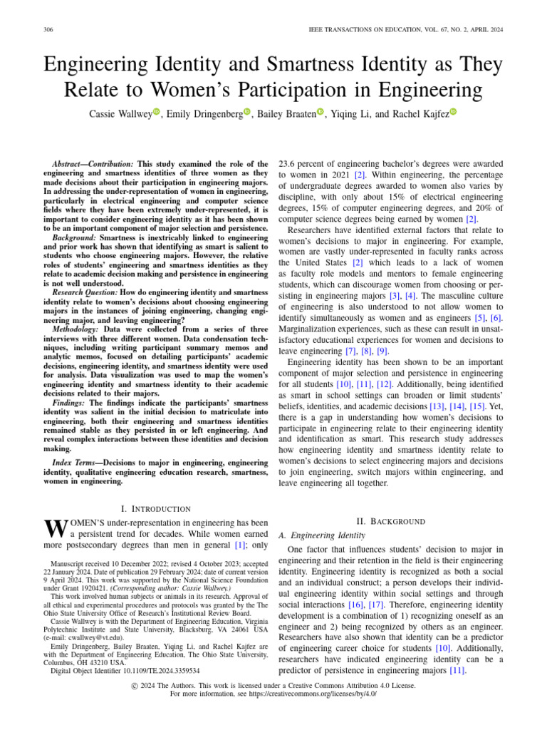 Engineering Identity and Smartness Identity As They Relate To Womens ...