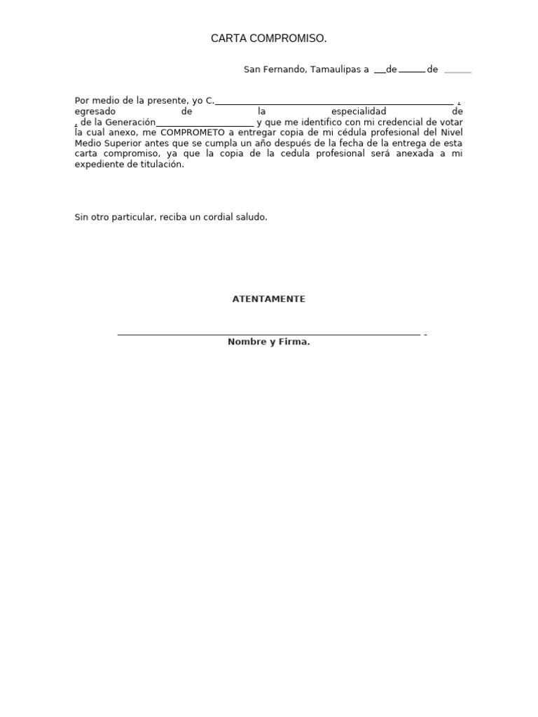 Carta Compromiso de Titulación | PDF