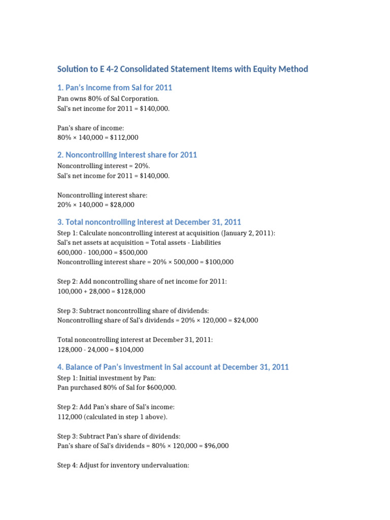 Consolidated Statement Solution | PDF