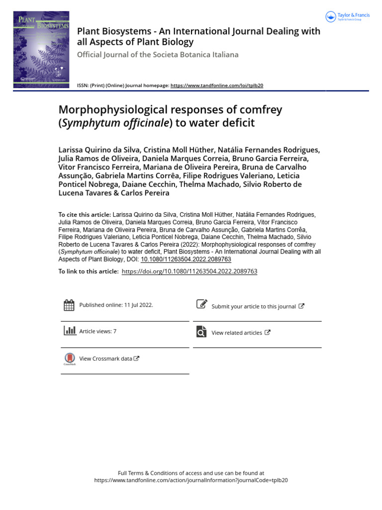 Plant Biosystems - An International Journal Dealing With All Aspects of ...