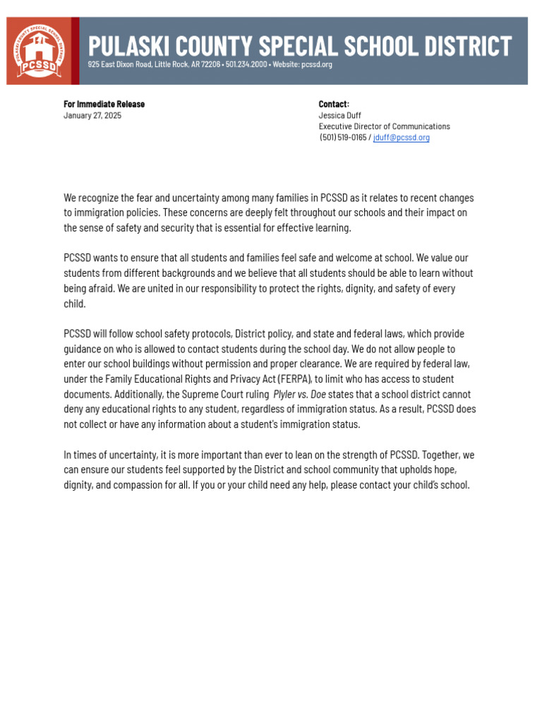 PCSSD Statement on Immigration Concerns | PDF
