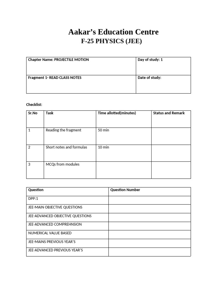 PROJECTILE MOTION ( JEE) | PDF
