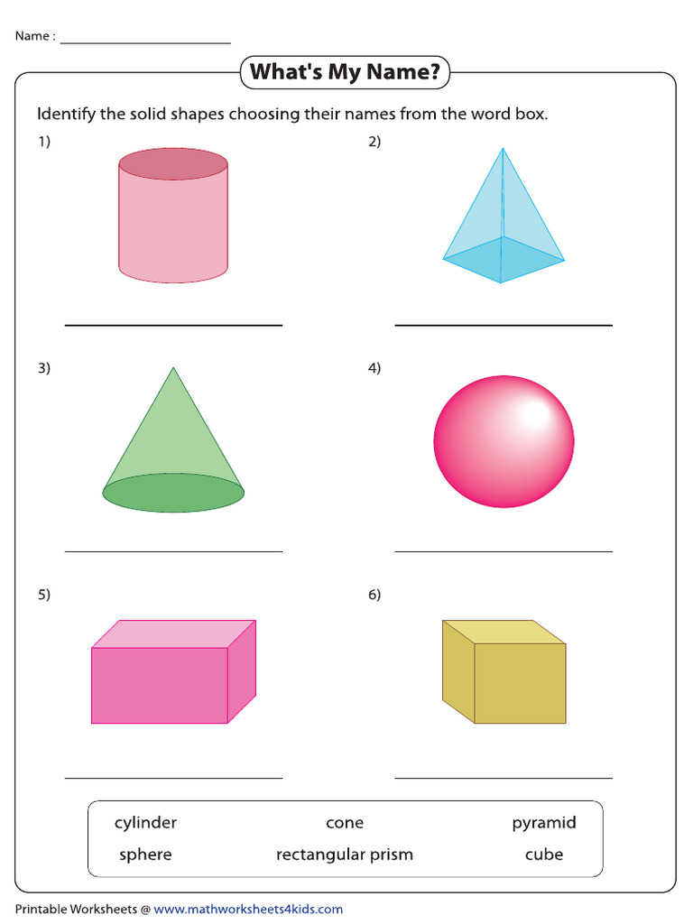 3d Geometrical Shapes Worksheet | PDF