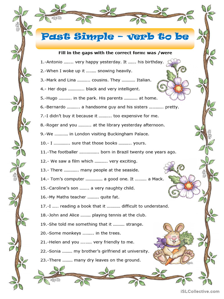 Past Simple Verb "To Be" Exercises | PDF