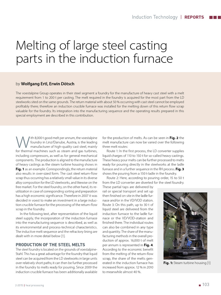 ABP-Melting of Large Steel Casting Parts in The Induction Furnace W. Ertl E. Doetsch | PDF ...
