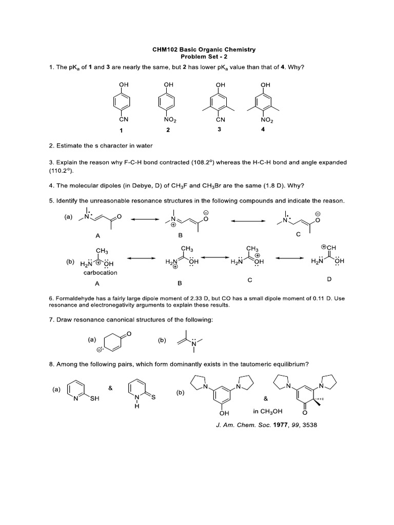 General Organic Chemistry Problem Set 2 | PDF