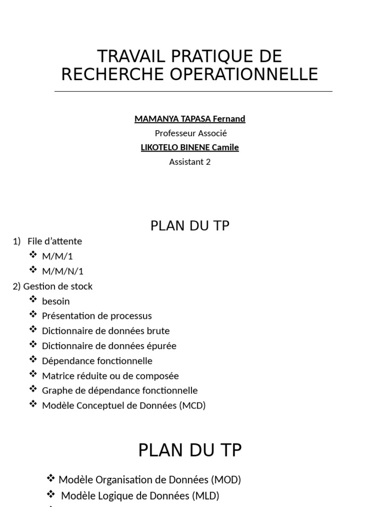 TP de Ro 2024 | PDF | Optimisation linéaire | Chaîne de Markov