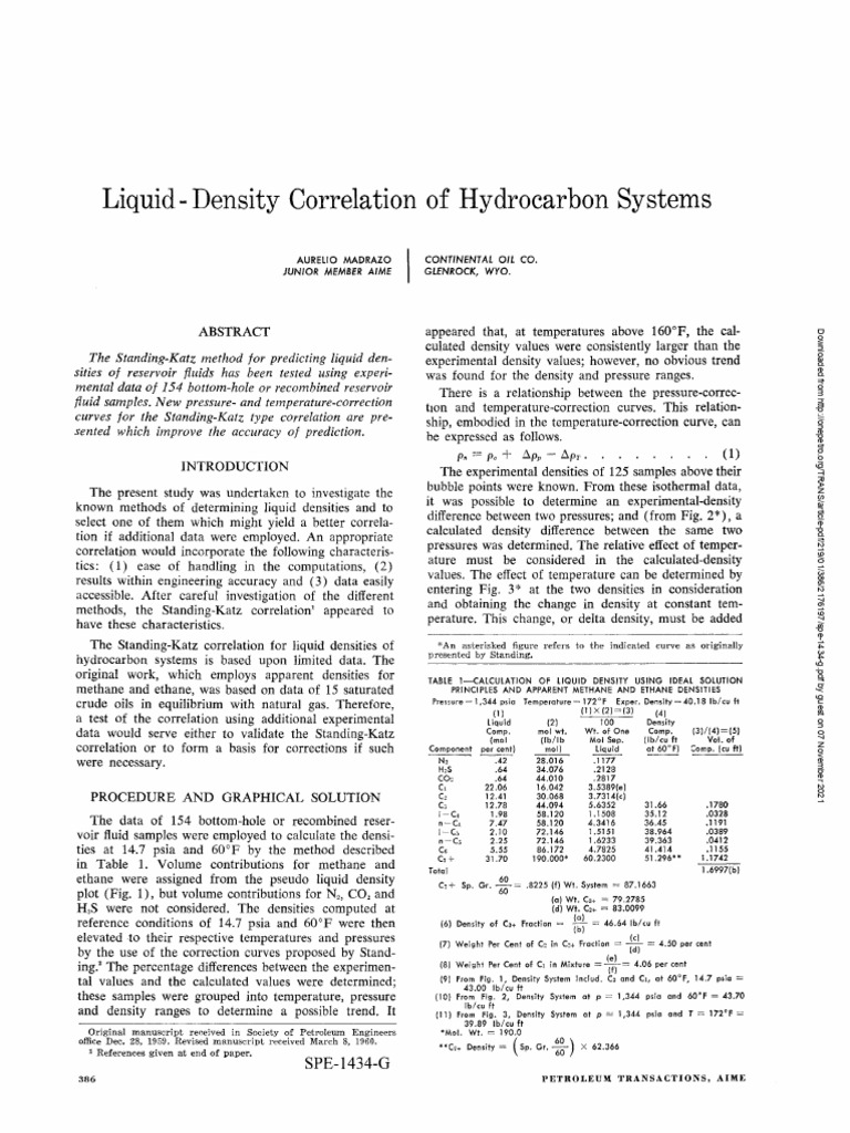Liquid Density Correlation | PDF | Density | Liquids
