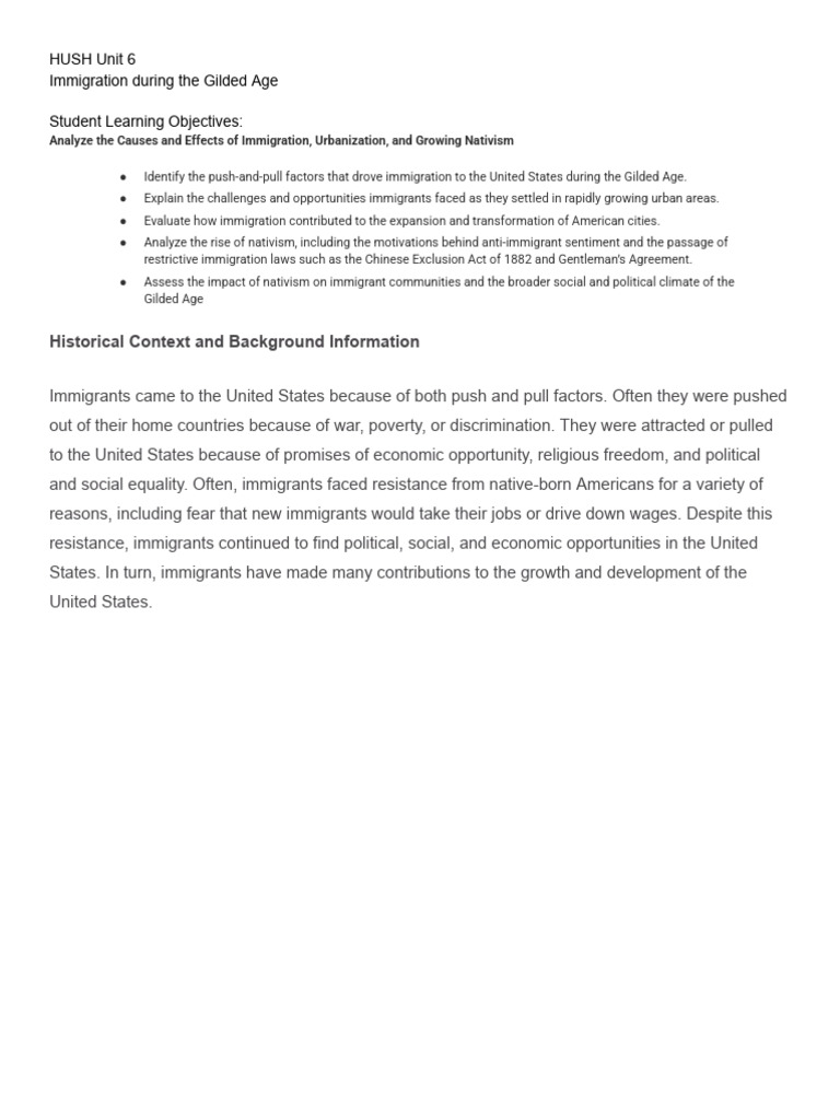 Immigration Activity Unit 6 | PDF | Immigration