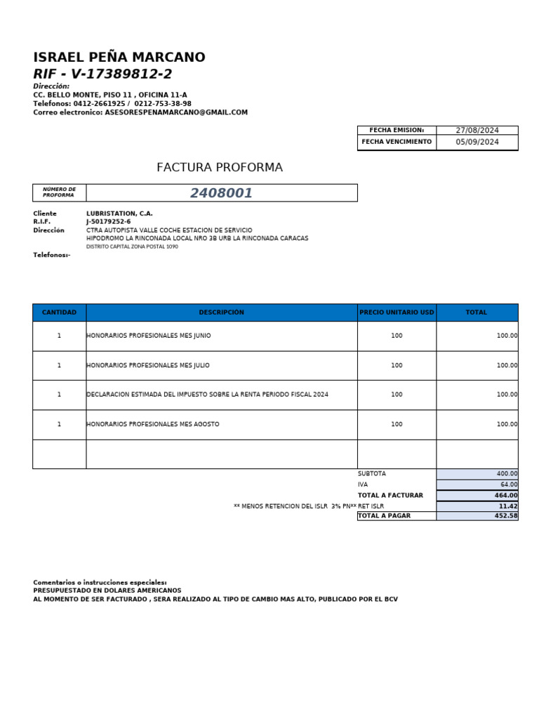 Modelo 1 Proforma | PDF | Economias | Pagos