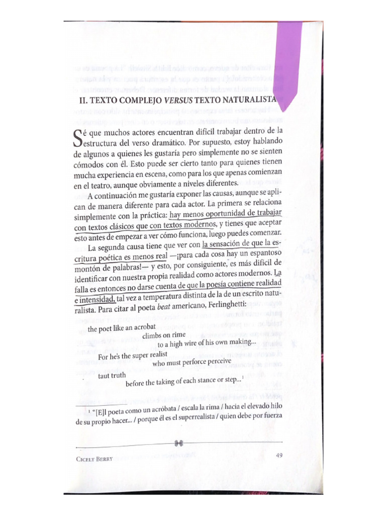 Cicely Berry - Texto Complejo Vs Texto Naturalista | PDF