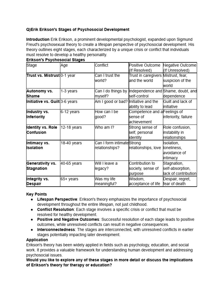 Q)Erik Erikson’s --Stages of Psychosocial Developm... | PDF ...