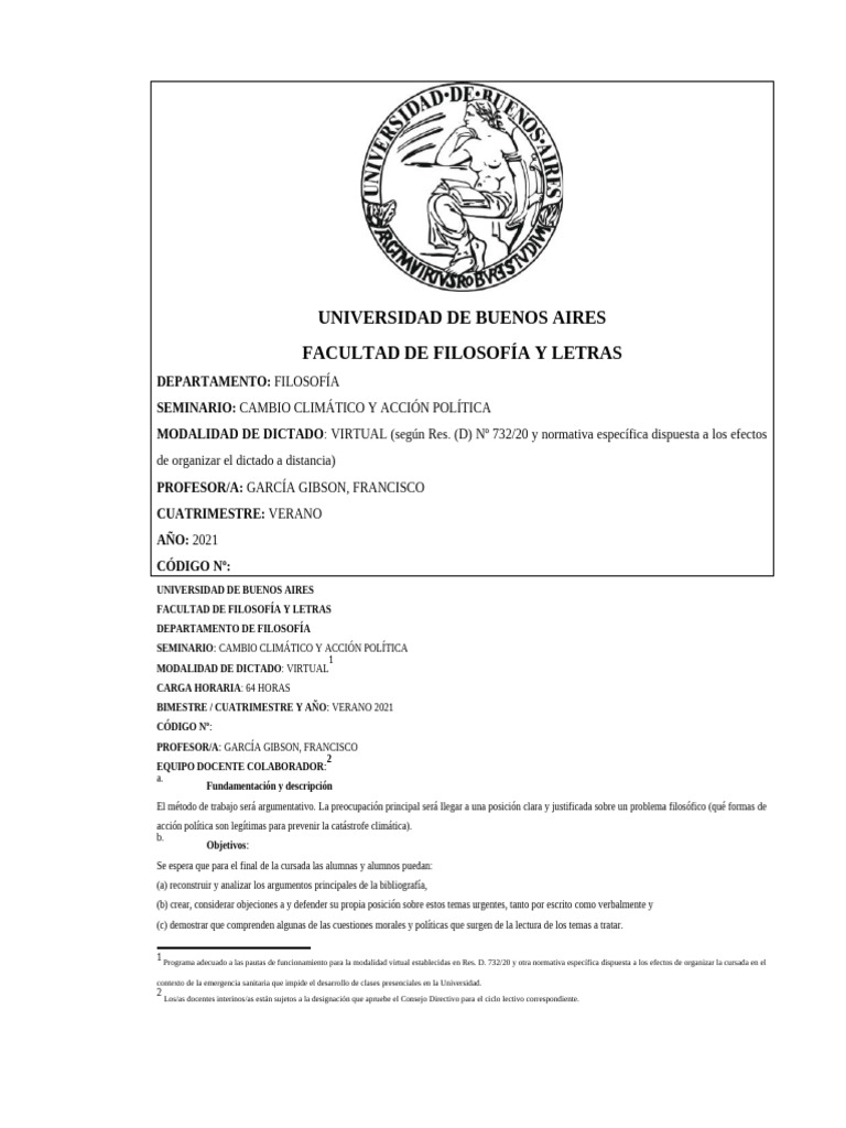 FI1-CAMBIO CLIMATICO Y ACCION POLITICA-Garcia Gibson Francisco | PDF | Cambio climático | Seminario