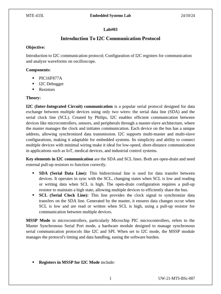Introduction To I2c Communication Protocol | PDF | Digital Technology | Electrical Engineering