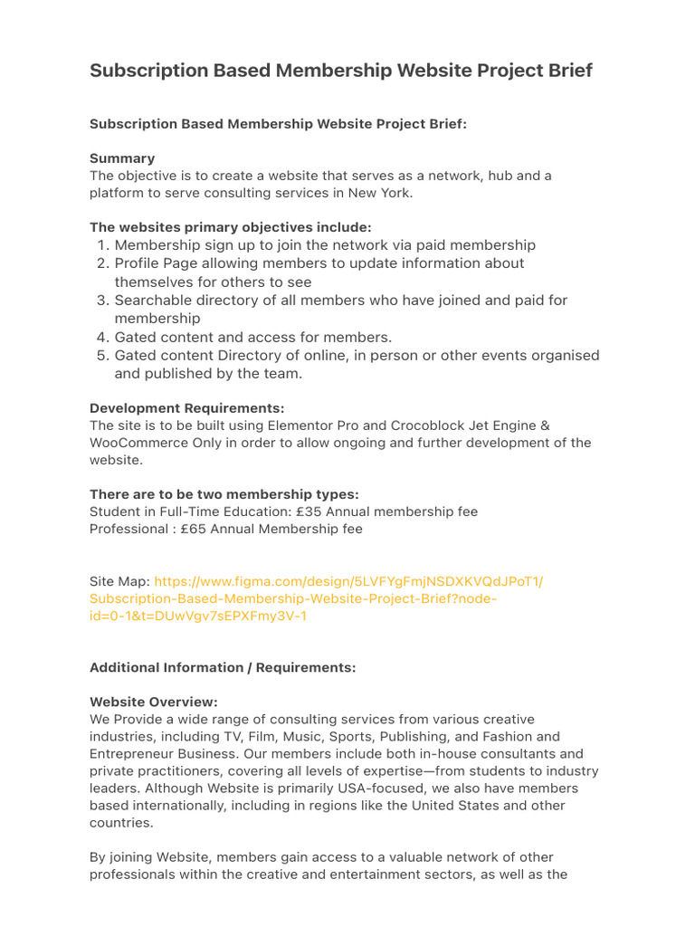 Subscription Based Membership Website Project Brief | PDF | Mentorship