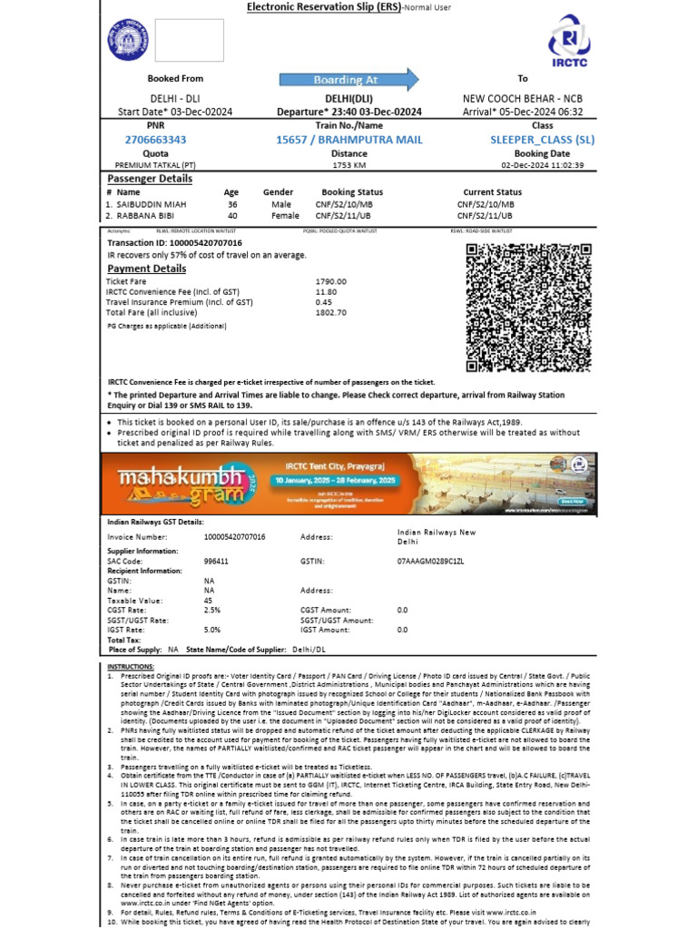 Print - DELHI - DLI - NEW COOCH BEHAR - NCB - 2706663343 | PDF ...