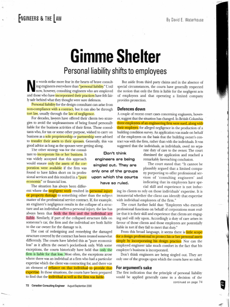 Personal Liability Shifts To Employess - 2020 | PDF | Legal Liability ...