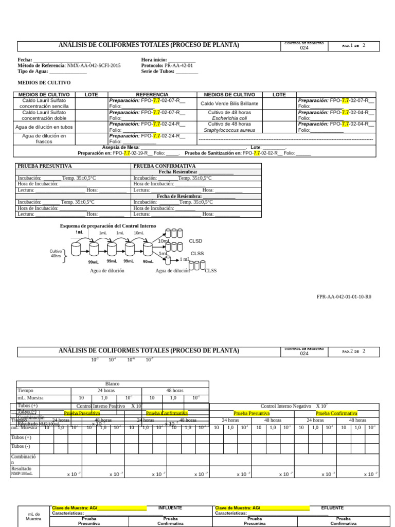 FPR-AA-042-01-10-R0 Bitacora de Proceso | PDF | Microbiología | Las bacterias