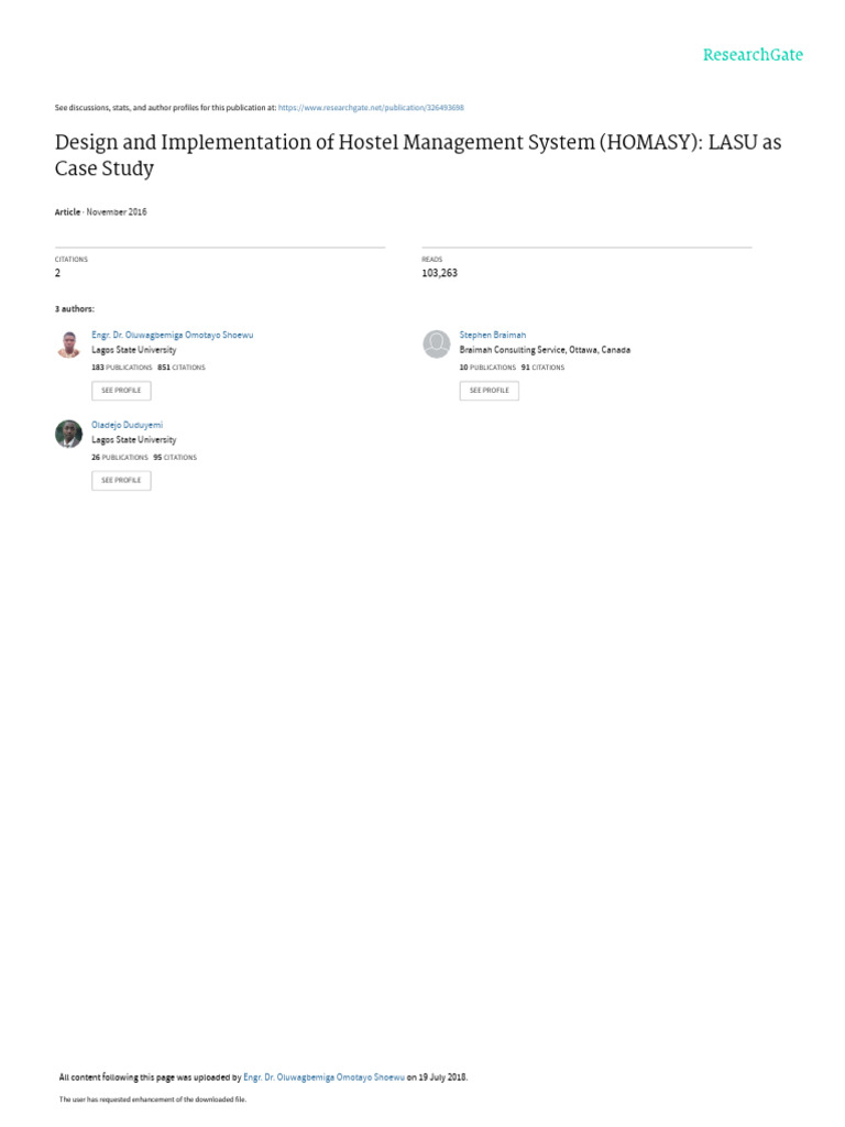 Design and Implementation of Hostel Management Sys | PDF | World Wide Web | Internet & Web