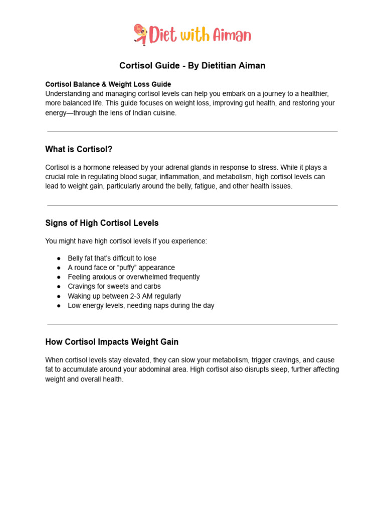 Cortisol Guide - DietWithAiman | PDF | Cortisol | Yogurt