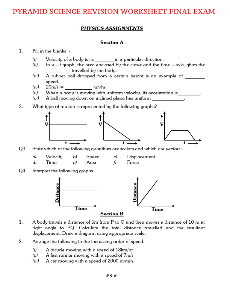 CBSE Class 9 Science Assignments | PDF | Force | Acceleration