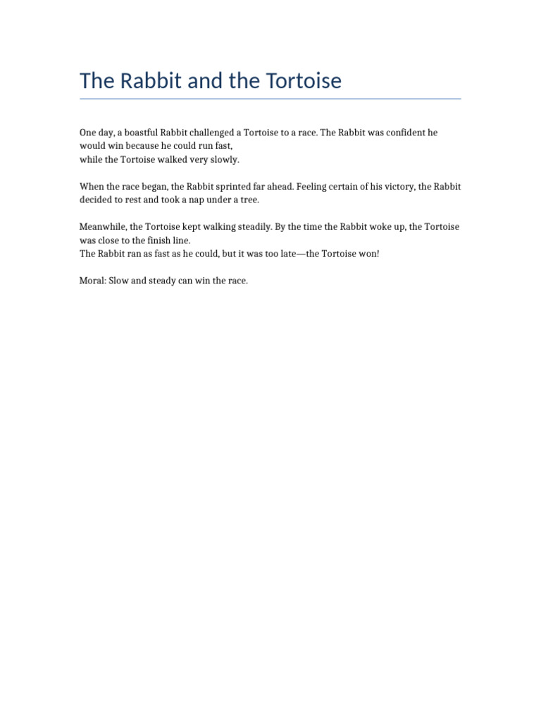 The Rabbit and The Tortoise | PDF