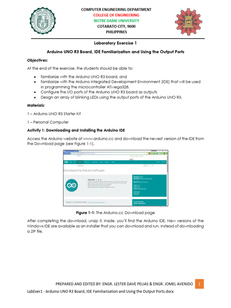 LabExer1 - Arduino UNO R3 Board, IDE Familiarization and Using The ...