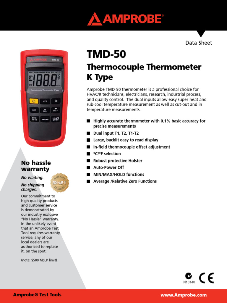 Thermocouple Thermometer AMPROBE TMD-50 | PDF | Thermocouple | Thermometer