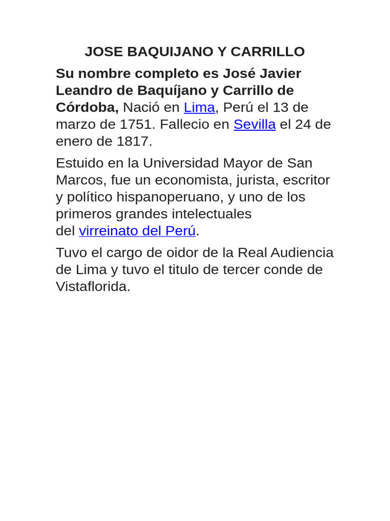 Jose Baquijano y Carrillo | PDF