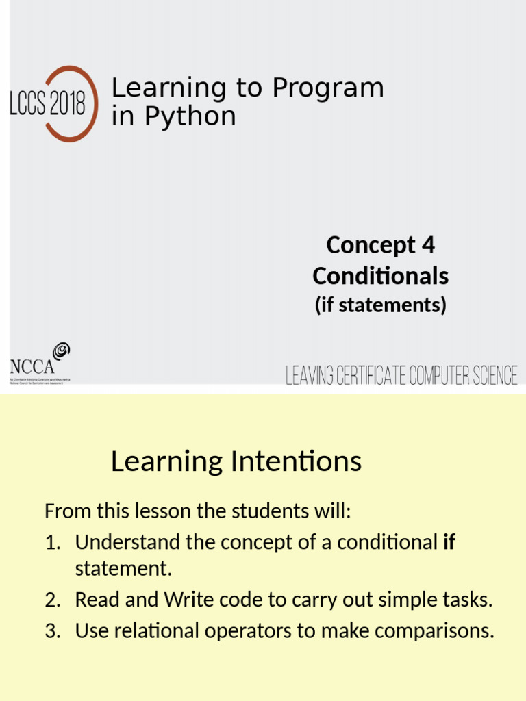 LCCS Programming 4 1 Conditionalsif | PDF | Computing | Computer Science