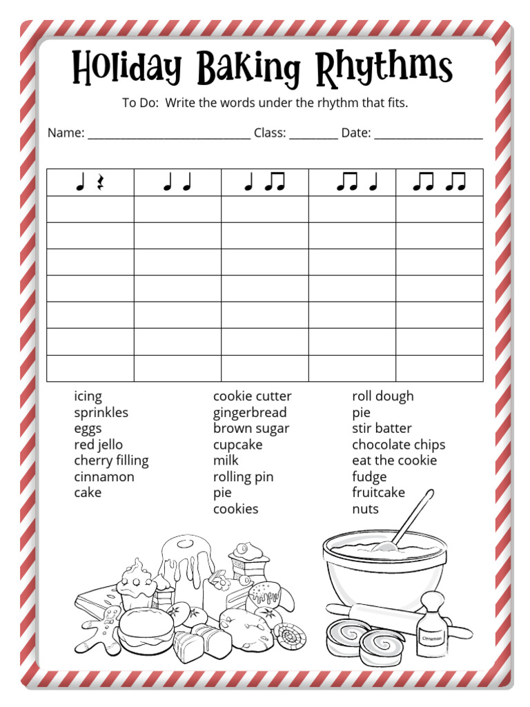 Holiday Baking Rhythm Worksheet 1 | PDF