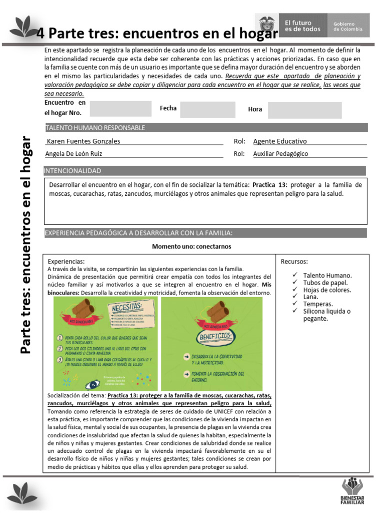 Planeación Encuentro en El Hogar - DIMF | PDF | Higiene